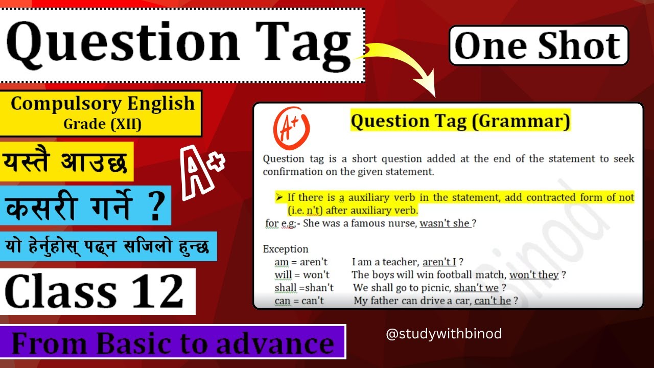 Question Tag || Most important topic for grammar | Full tips & tricks ...