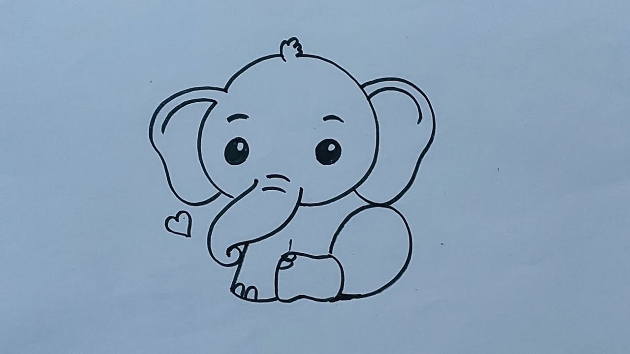 baby elephant drawing picture, baby elephant drawing easy, happy baby ...