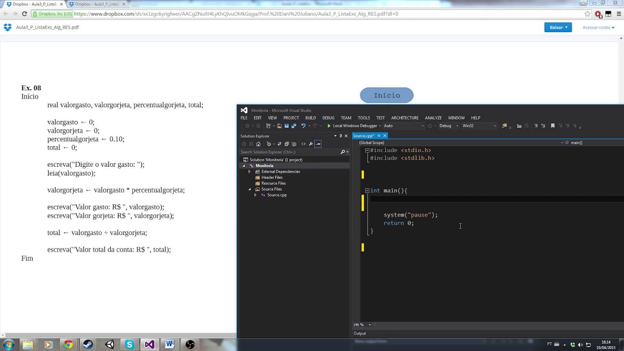 Algoritmos e Programacao - Resolucao do Exercicio 8 da Lista de ...