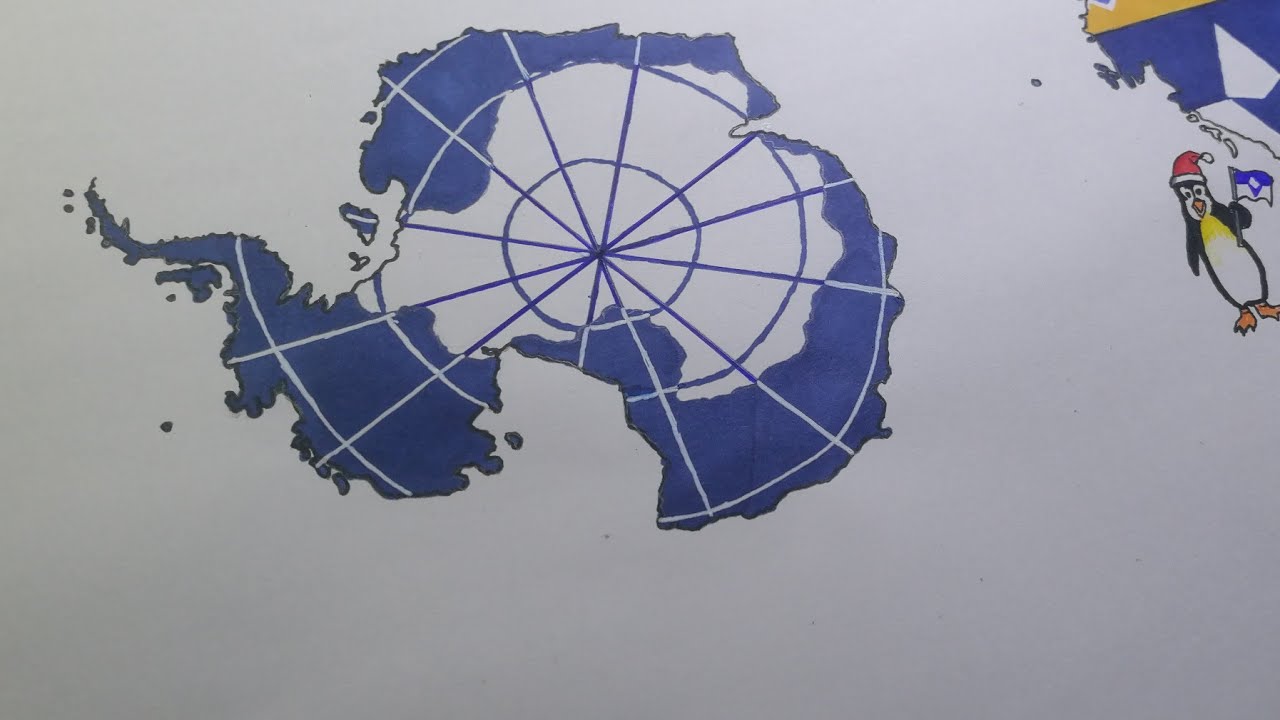 Drawing Antarctica flag map drawing | flag map of Antarctica and ...