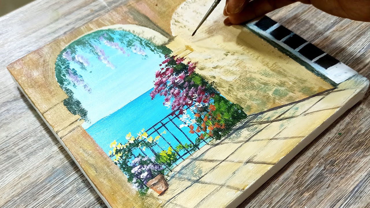 A beautiful view of Summer | Acrylic painting for beginners step by ...