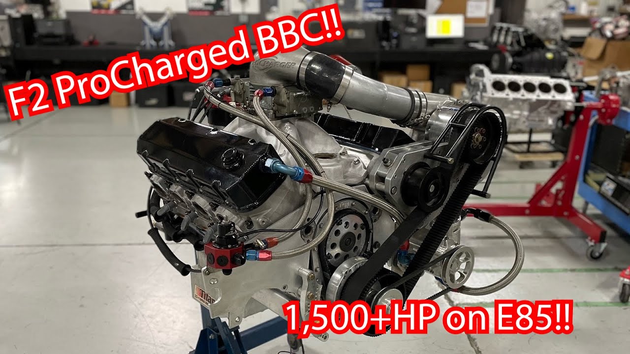 Blowthrough Carb 572" BBC F2 ProCharged on E85, 1,500+HP!!! - YouTube