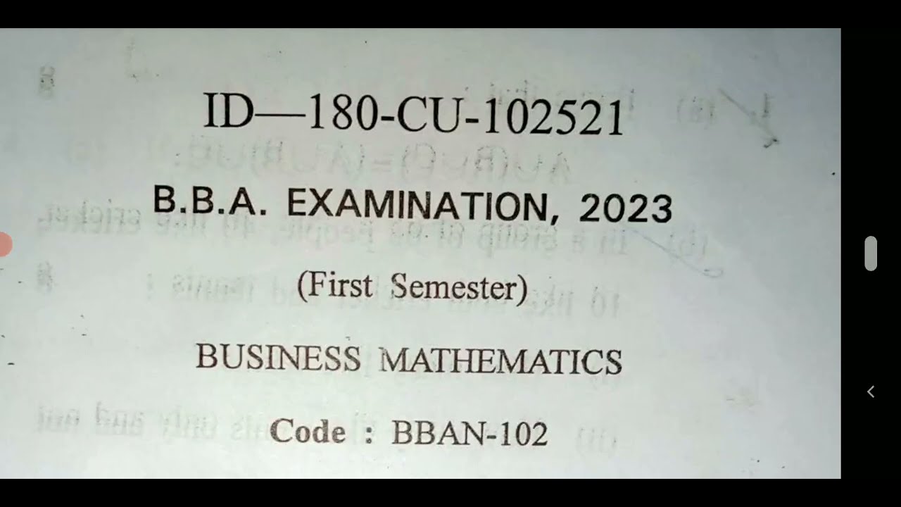 business mathematics question paper bba 1st semester gurugram ...