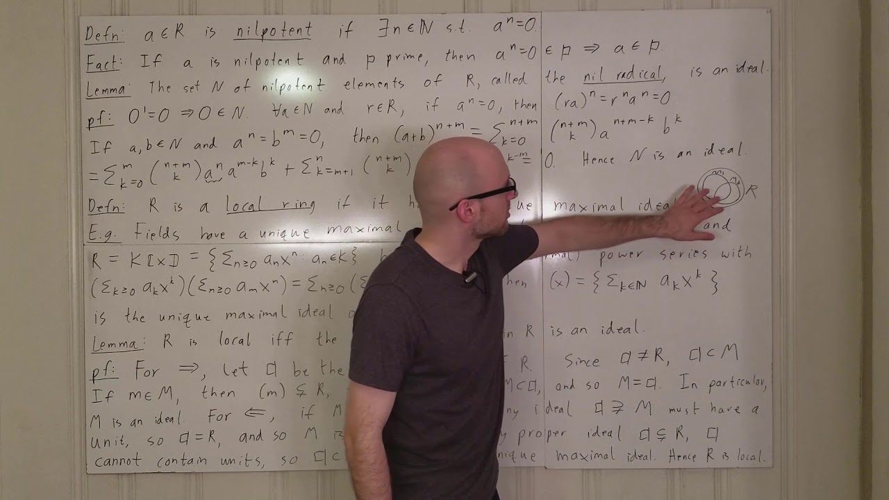 Ring Lecture 4.2: The Nilradical and Local Rings - YouTube
