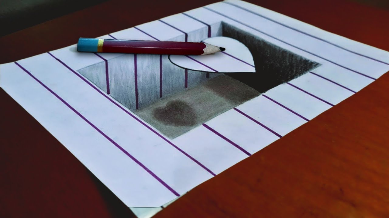 How To Draw 3d Easy Drawing On Paper 3d Trick Art Drawing Illusion Ll