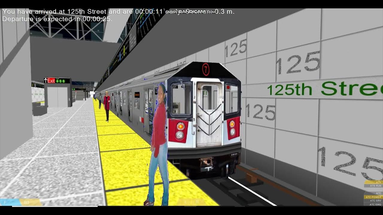 Openbve R142A 7 train via the T line second avenue line arriving and departing at 125th street ...