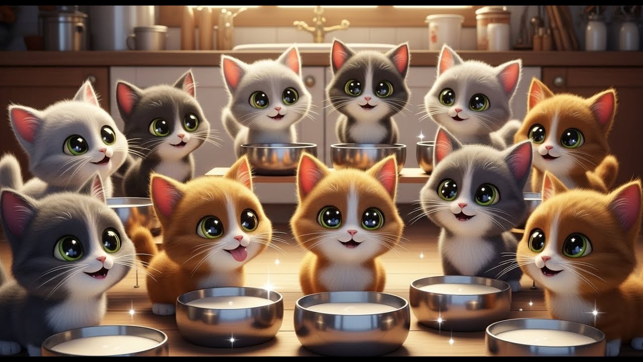 Ten Little Kittens Drinking Milk | Nursery Rhyme Song for Kids - YouTube