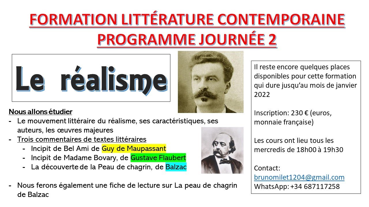 Formation littérature Programme journée 2 - Le réalisme - Maupassant ...