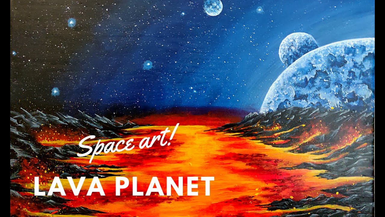 Painting LAVA PLANET! | Acrylic painting time lapse (space art) - YouTube