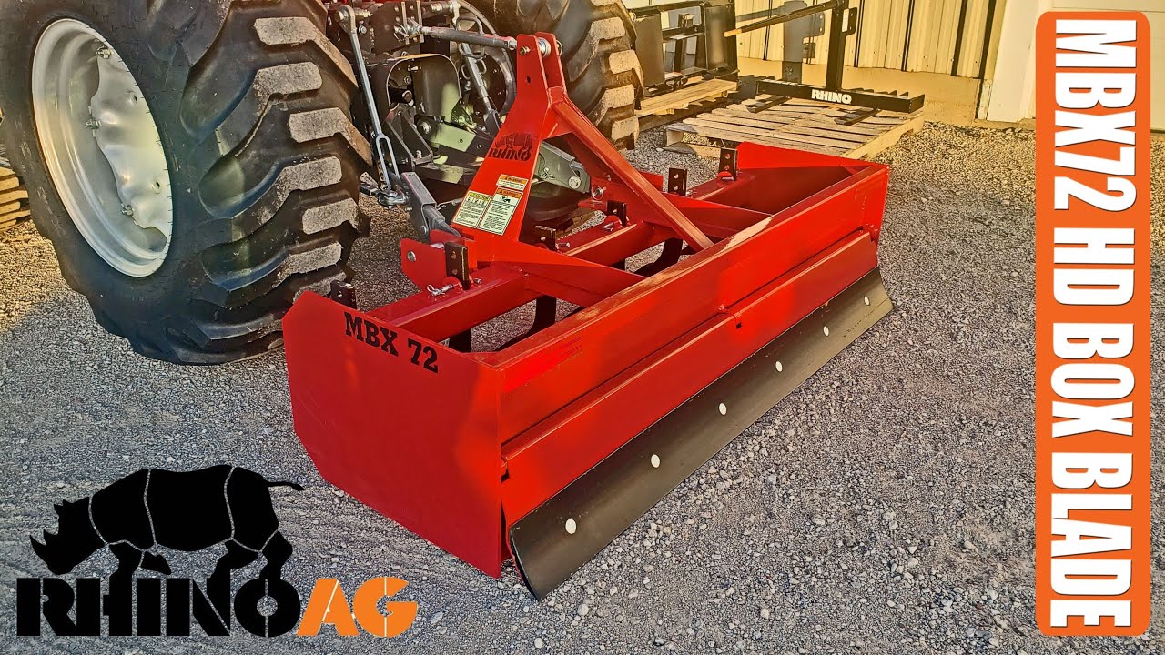 RhinoAG MBX72 Heavy Duty Box Blade for Compact Utility Tractors - YouTube