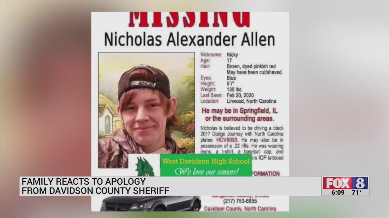 Sheriff's office issues apology to family of Nick Allen for ...