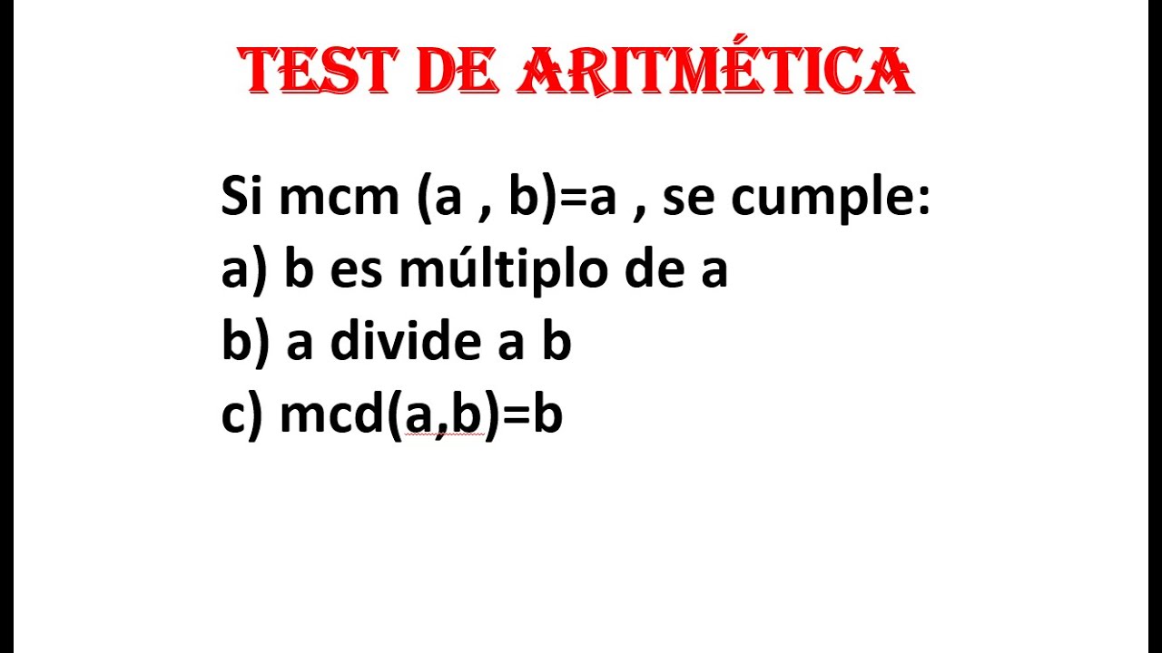 TEST DE ARITMÉTICA - YouTube