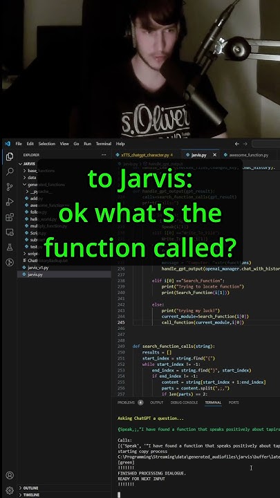 Jarvis function calling loop #chatgpt #programming #python #ai #coding #twitch #highlights # ...