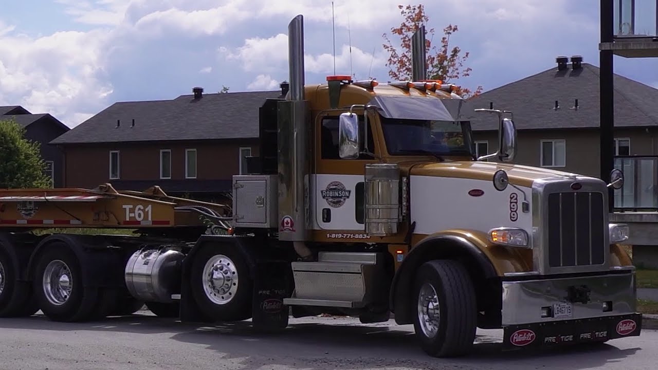 Heavy Haul Peterbilt 367 Lowboy Loading: Cat 309 Excavator - YouTube