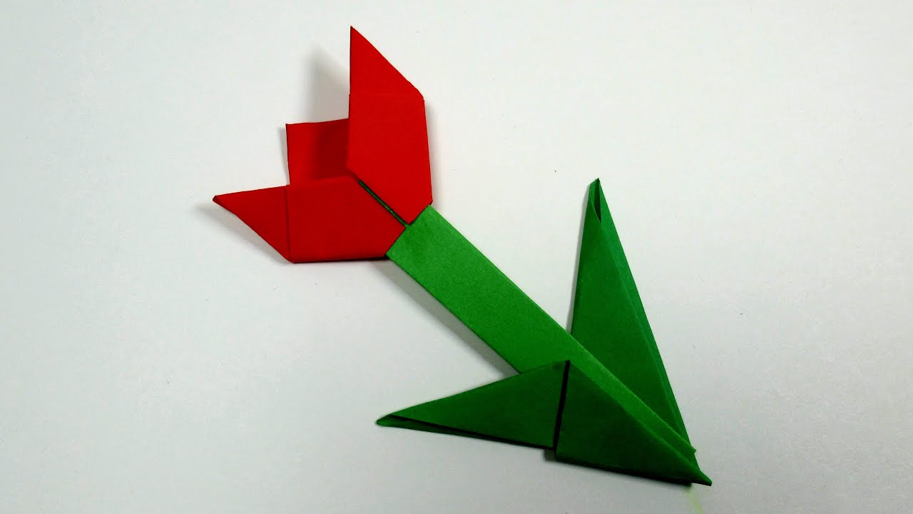 How to Make a Simple Paper Tulip Origami Tulip Flower - YouTube