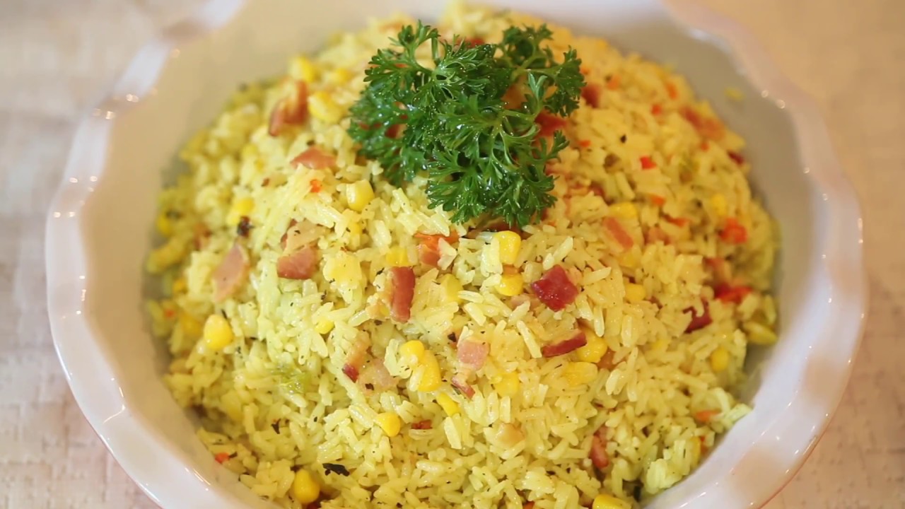 Rice with corn and bacon |easy recipe| Recipes from a small kitchen ...