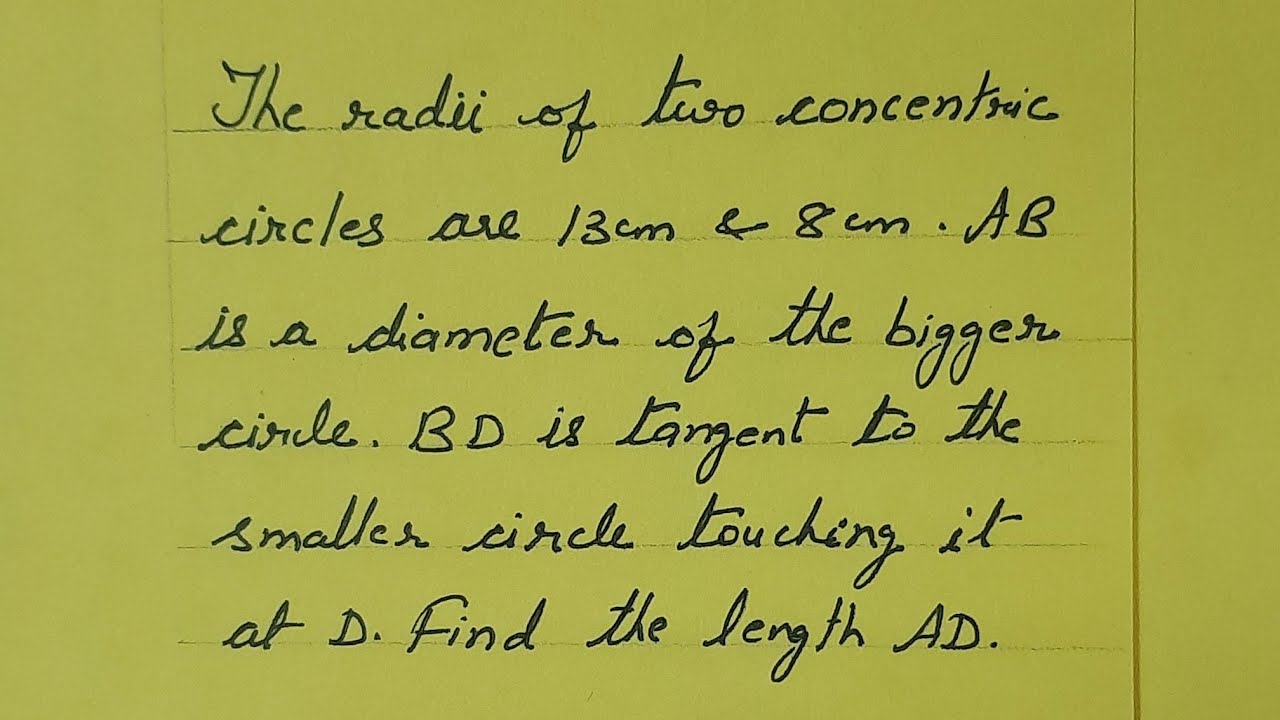 Class 10th Maths Circles The radii of two concentric circles are 13 cm ...