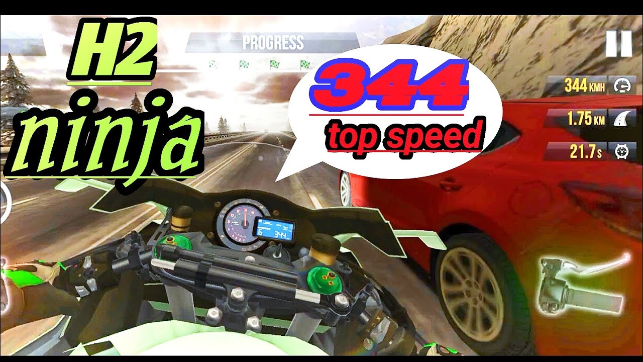 ninja H2 gaming ride top speed record Tod speed 344 - YouTube