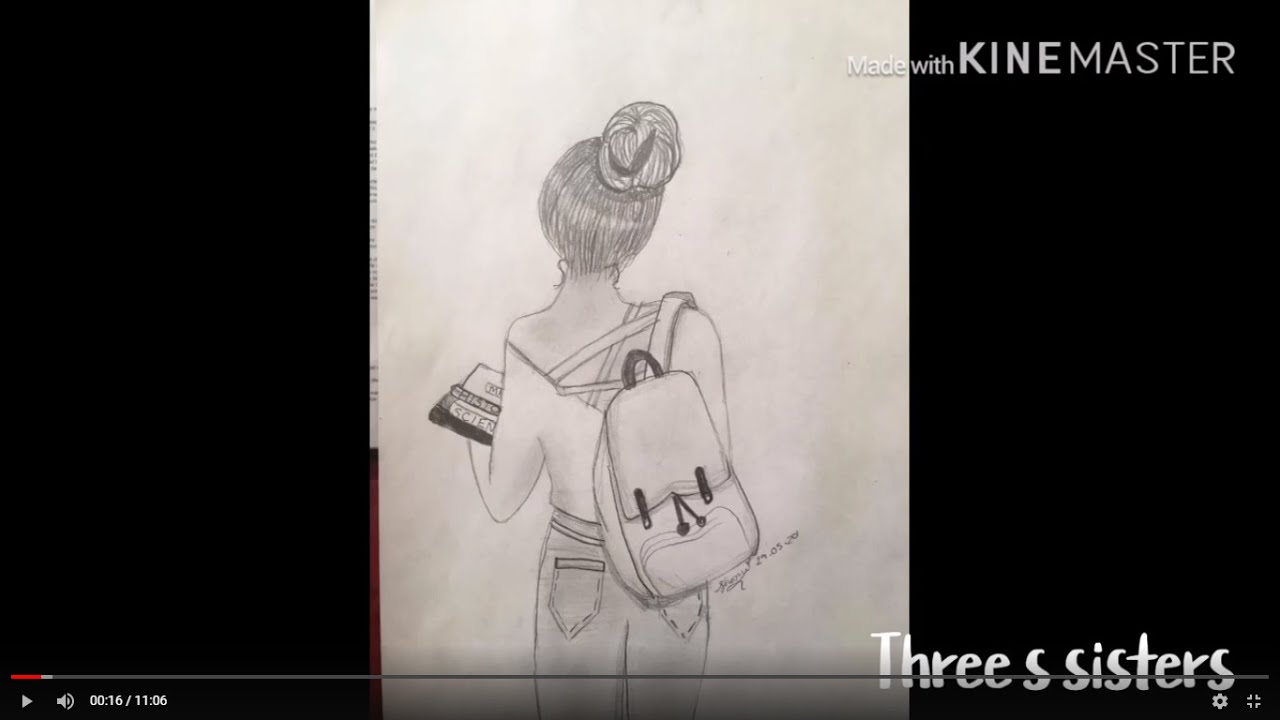 How to draw a student going to class || by shormi || easy pencil ...
