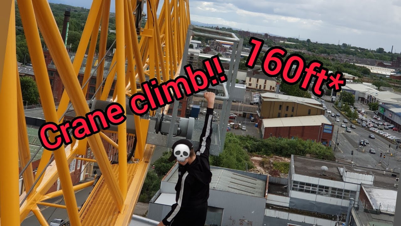 160ft crane climb in bolton 🏗 (hung off with one hand) - YouTube
