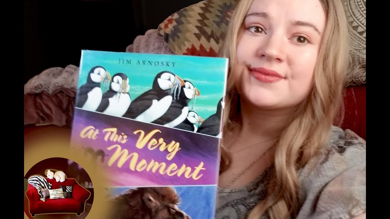 Miss Mayberry, reading "At this Very Moment" on the big red couch ...