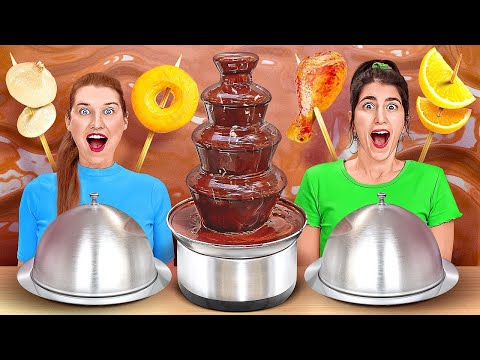 ERİMİŞ ÇİKOLATA ÇEŞMESİ KAPIŞMASI || 123 GO! CHALLENGE İle 24 Saat Çikolata Mı Gerçek Yemek Mi