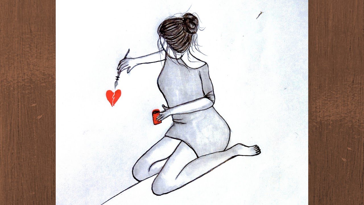 How to draw girl painting | Drawing Girl | Step by Step | pencil sketch ...