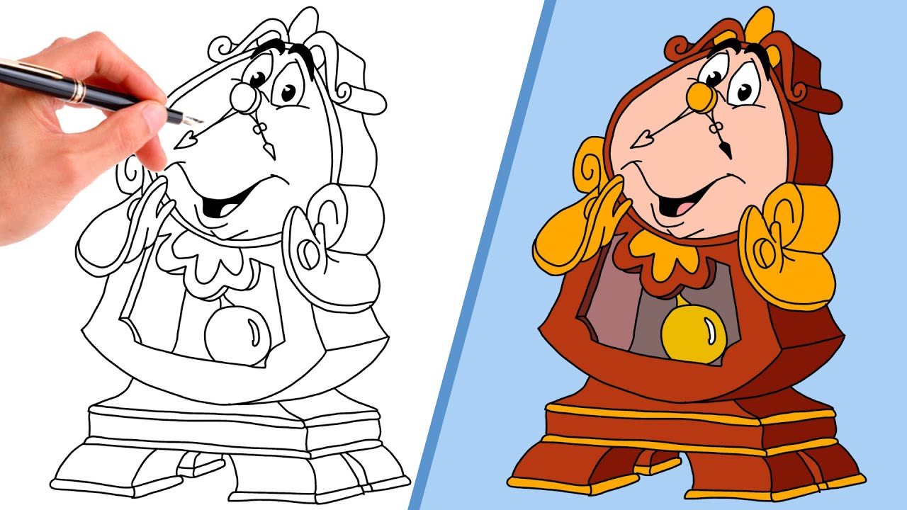 How To Draw COGSWORTH FROM BEAUTY AND THE BEAST | SUPER EASY DISNEY ...