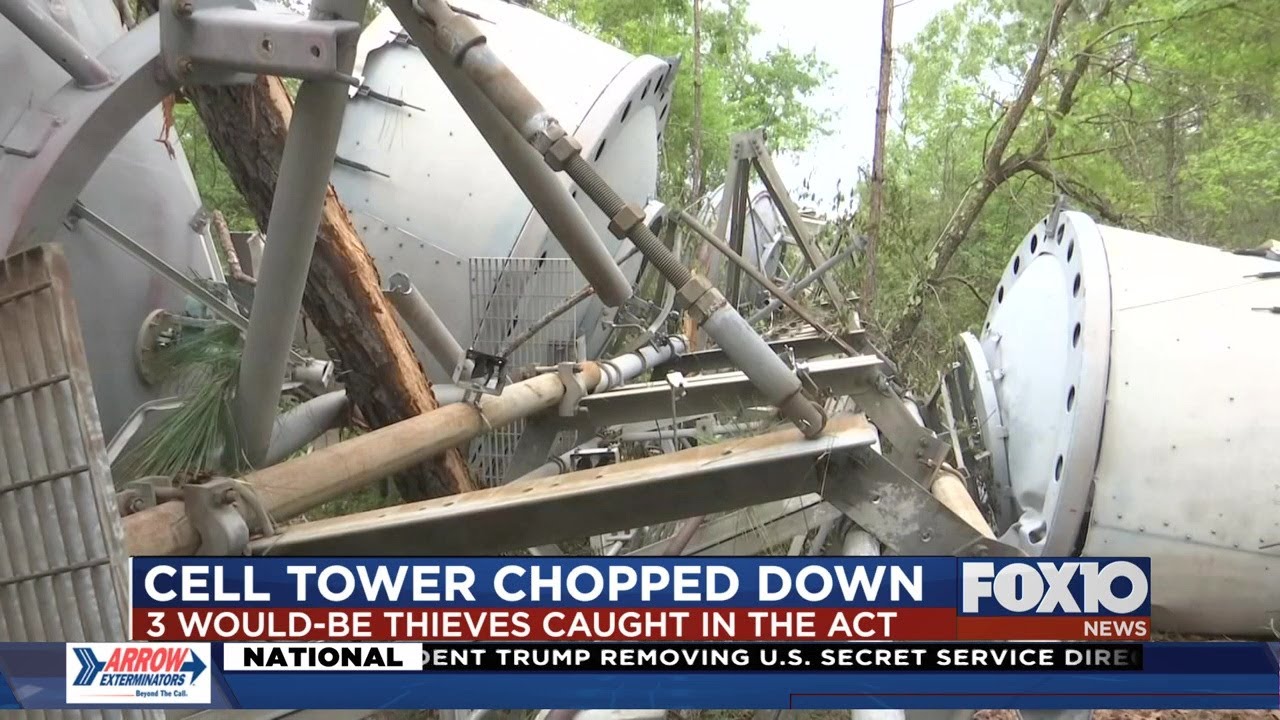 Thieves cut down 150-foot cell tower to sell metal for scrap - YouTube