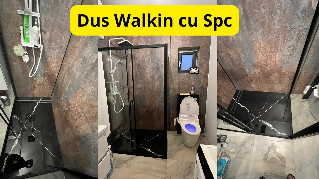 Cum plachezi o baie cu panouri SPC. Placare dus Walkin cu gresie de 160x80. O baie mica dar ...