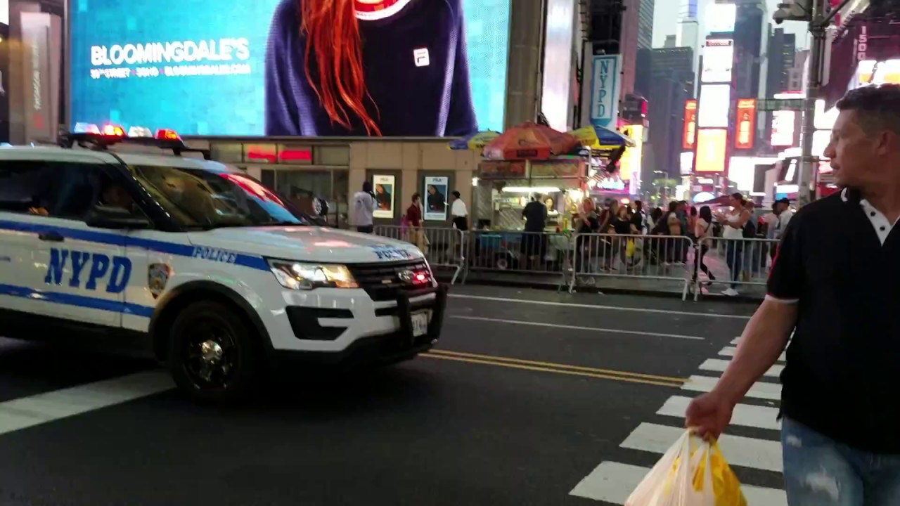 NYPD Movie TV Unit Escorts A Movie Shoot Through Times Square, New York ...