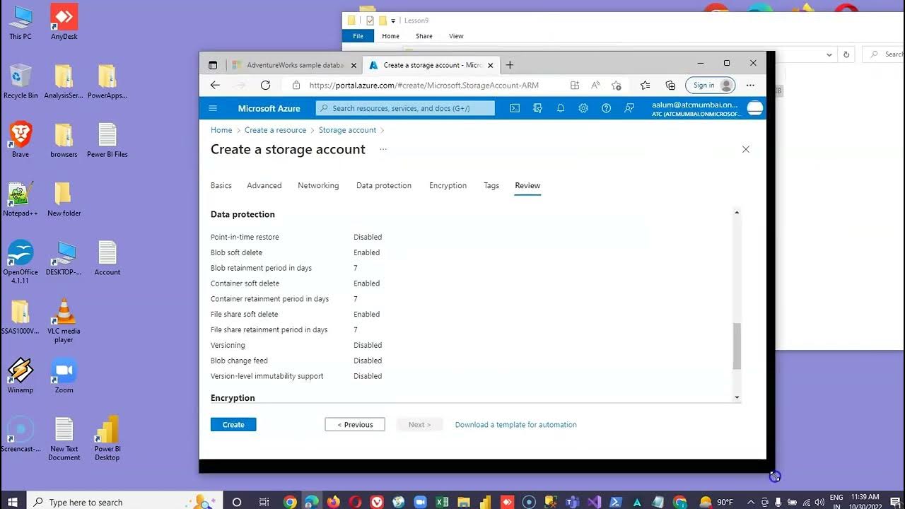 Lesson9 - Create Azure Storage Account - SQL Server 1000 Videos - YouTube