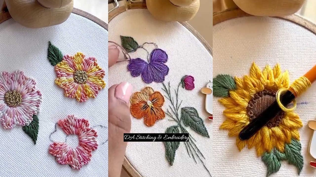Most gorgeous unique hand embroidery designs| 3 different types hand ...