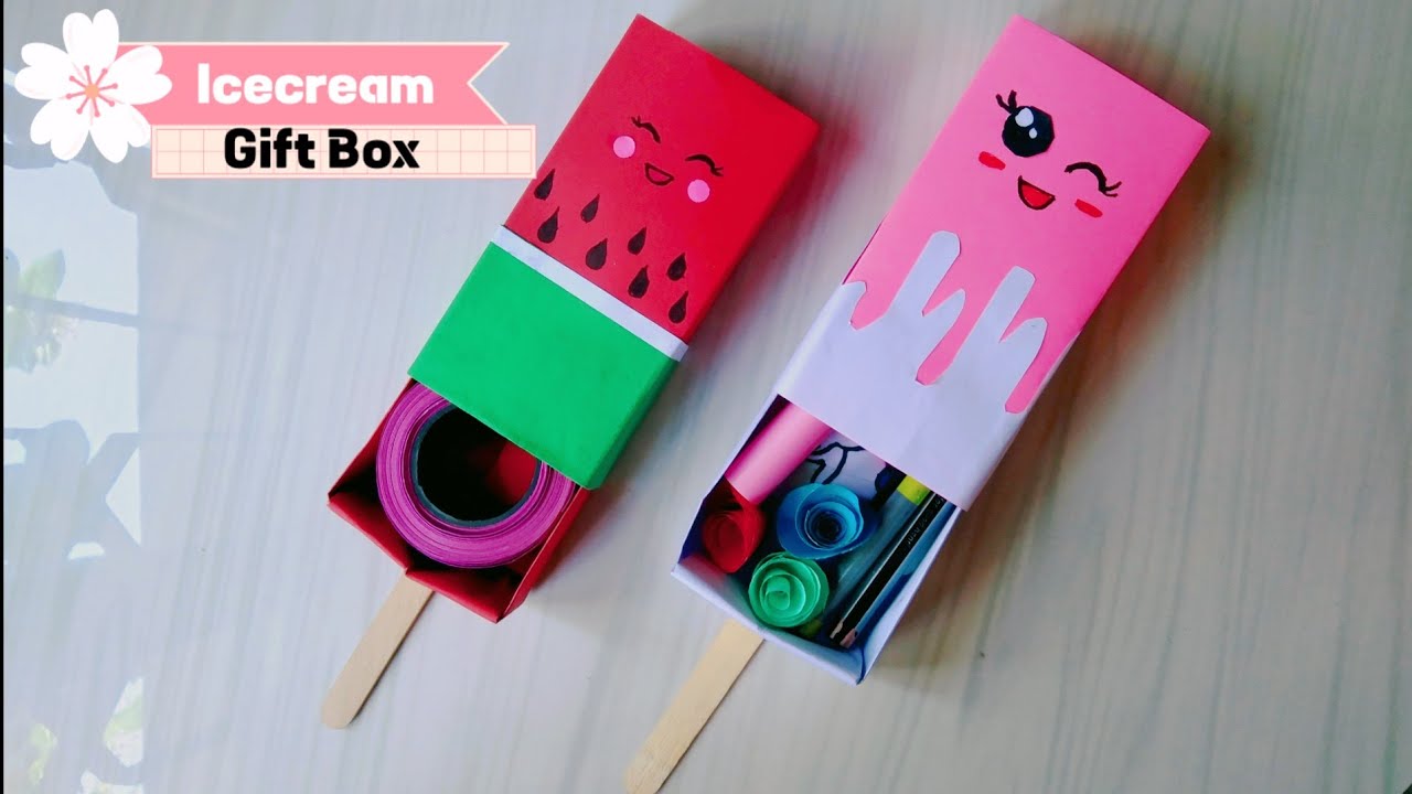 😍HOW TO MAKE PAPER ICE CREAM BOX 🎁//DIY ICE CREAM GIFT BOX// ORIGAMI ...