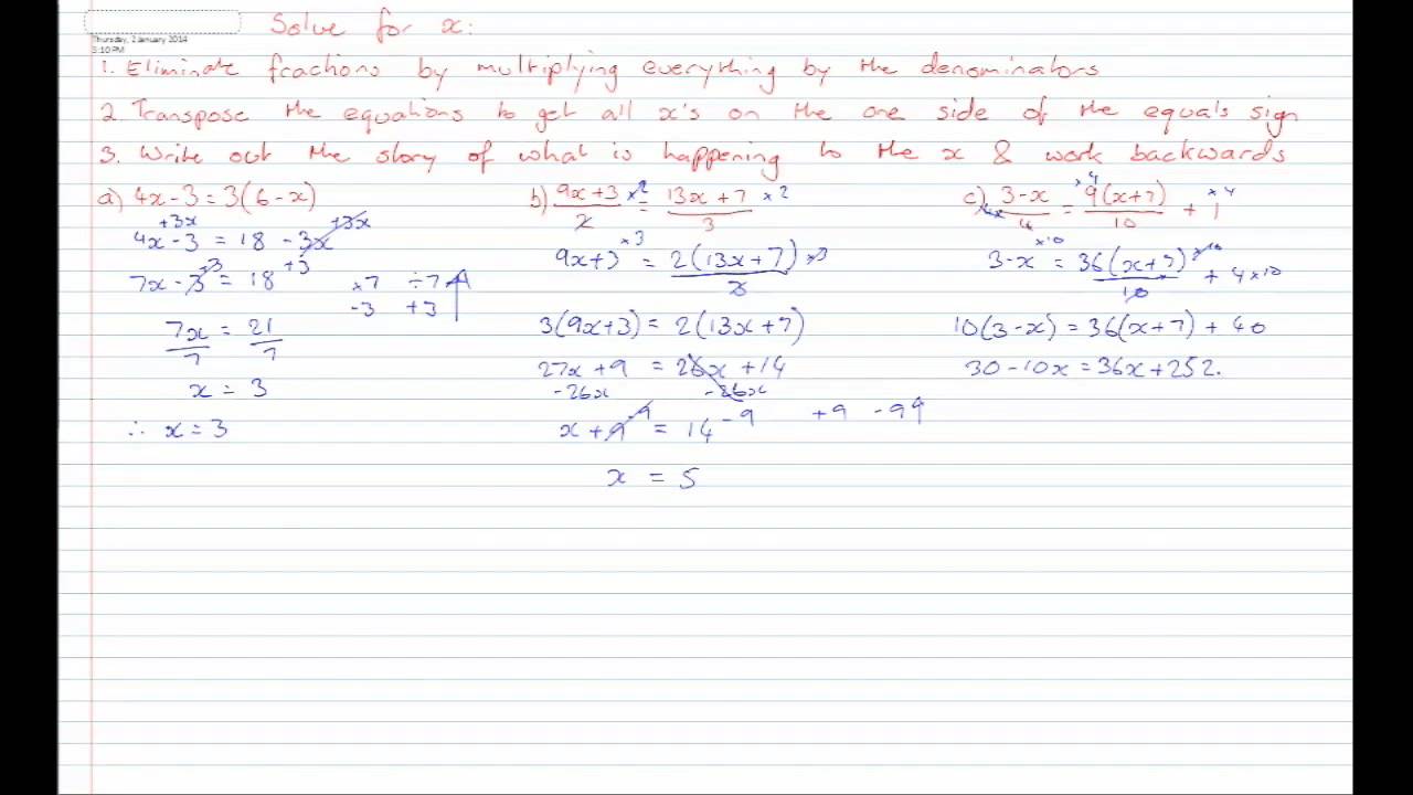 1A solving linear equations and inequations (part 2) - YouTube
