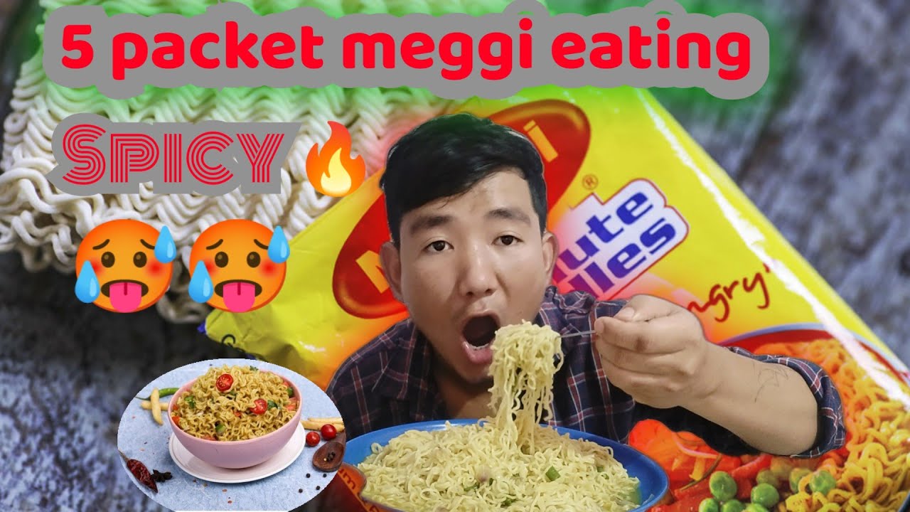 Eating 5 Packet Masala Meggi with GREEN Chillies🌶️ Indiana Meggi Eating ...