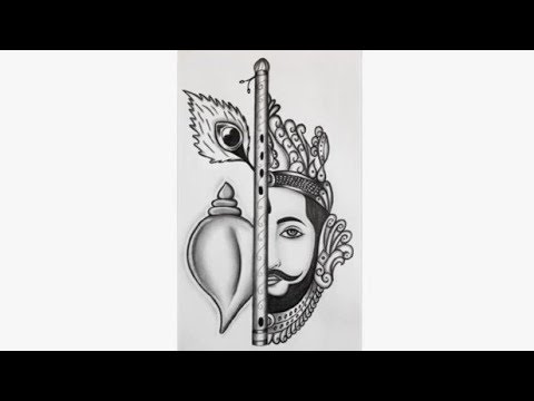 Half Face Khatu Shyam Live Drawing - YouTube