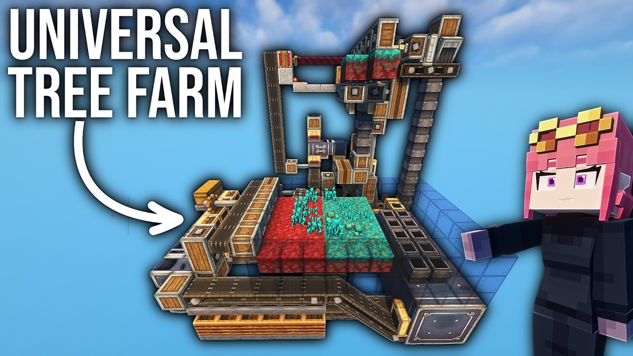 Building a UNIVERSAL Tree Farm with Minecraft Create! - YouTube
