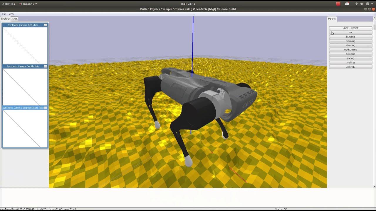 Robot dog gaits simulation in pybullet - YouTube