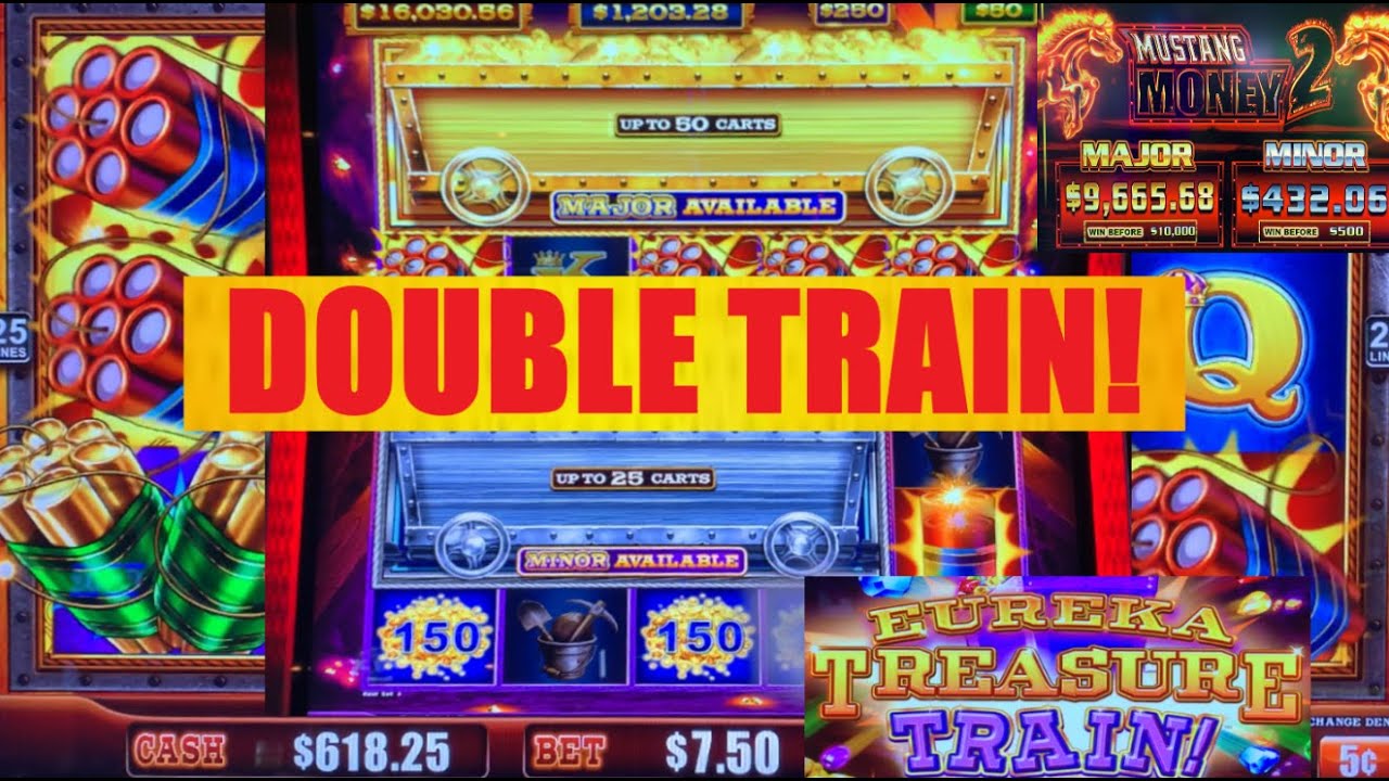 HUGE WINS ON NEW EUREKA TREASURE TRAIN SLOT MACHINE! 2 TRAIN DOUBLE ...