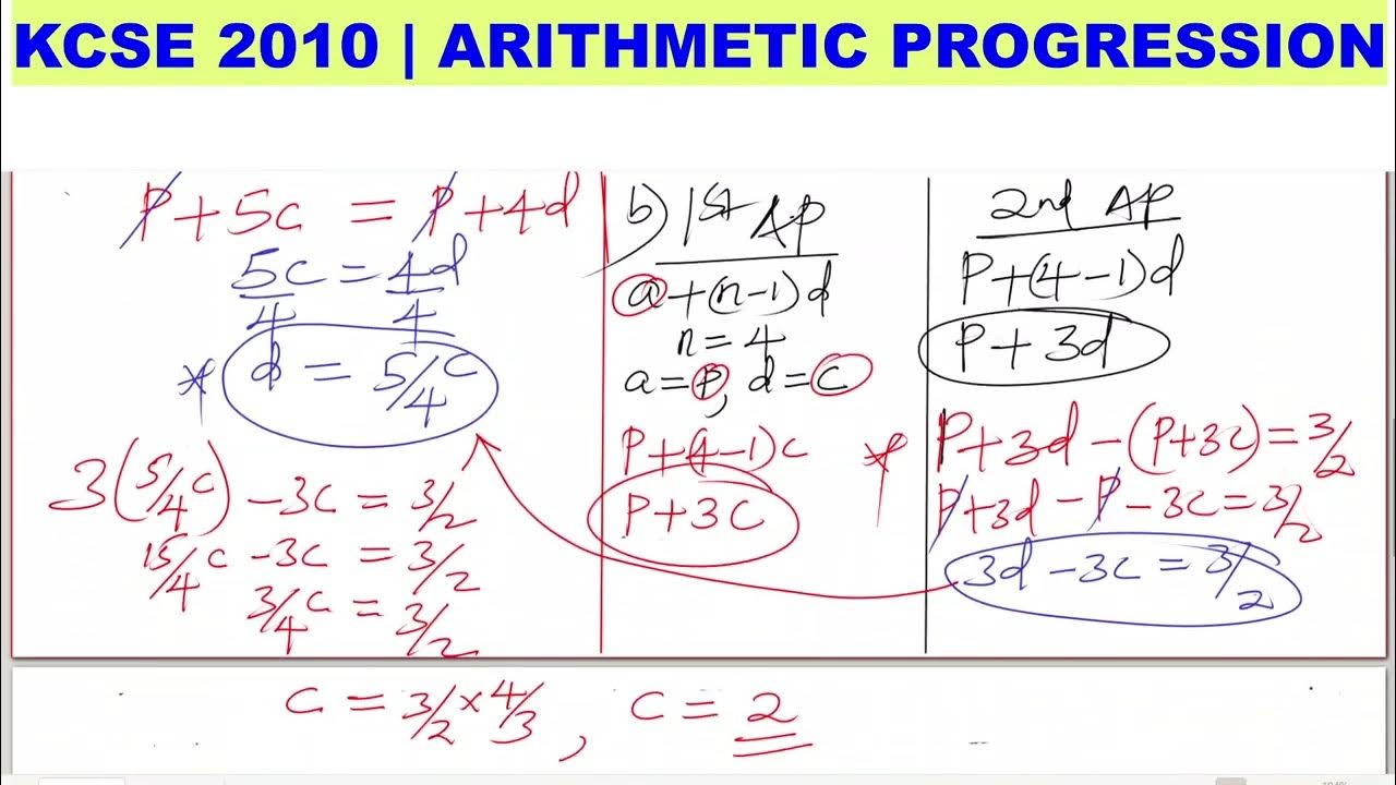 ARITHMETIC PROGRESSION(A.P) | KCSE 2010 PP2 QN. 22 - YouTube