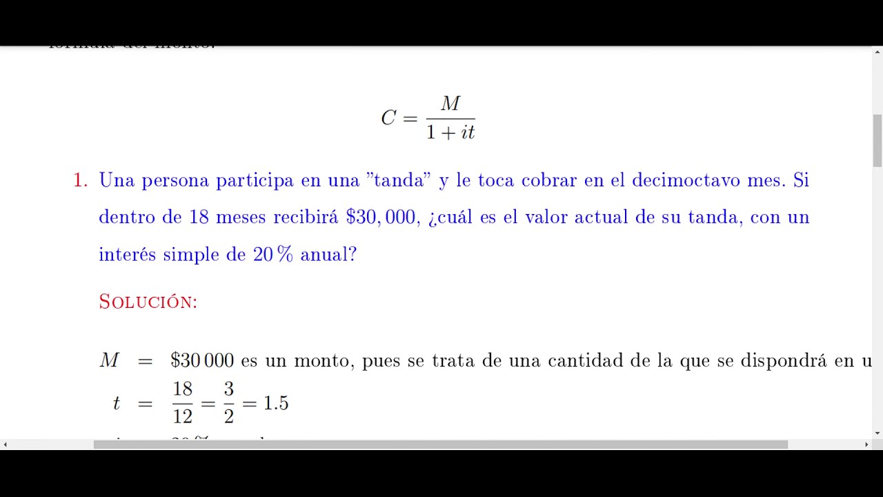 Matemáticas Financieras | Valor Actual o Presente | Interés Simple ...