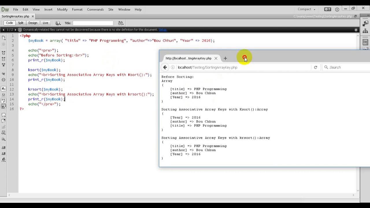 PHP Tutorial 67 How to Sorting Associative Array Keys with ksort and krsort in PHP Programming ...
