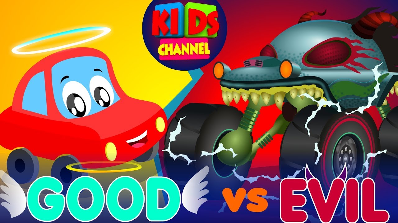 Little Red Car vs Haunted House Monster Truck | Good vs Evil | Original ...