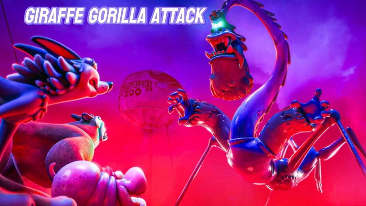 Nights of the zoopocalypse gum beast gorilla giraffe attack - YouTube