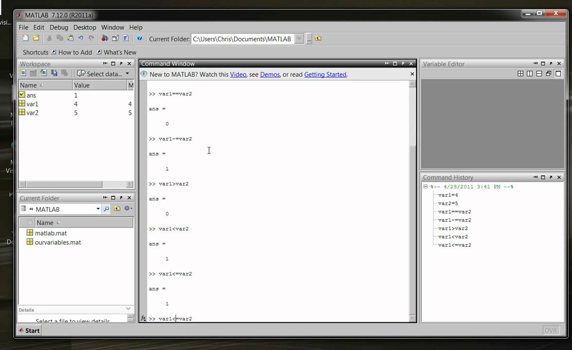 MATLAB Tutorial 5 - Relational Operators - YouTube