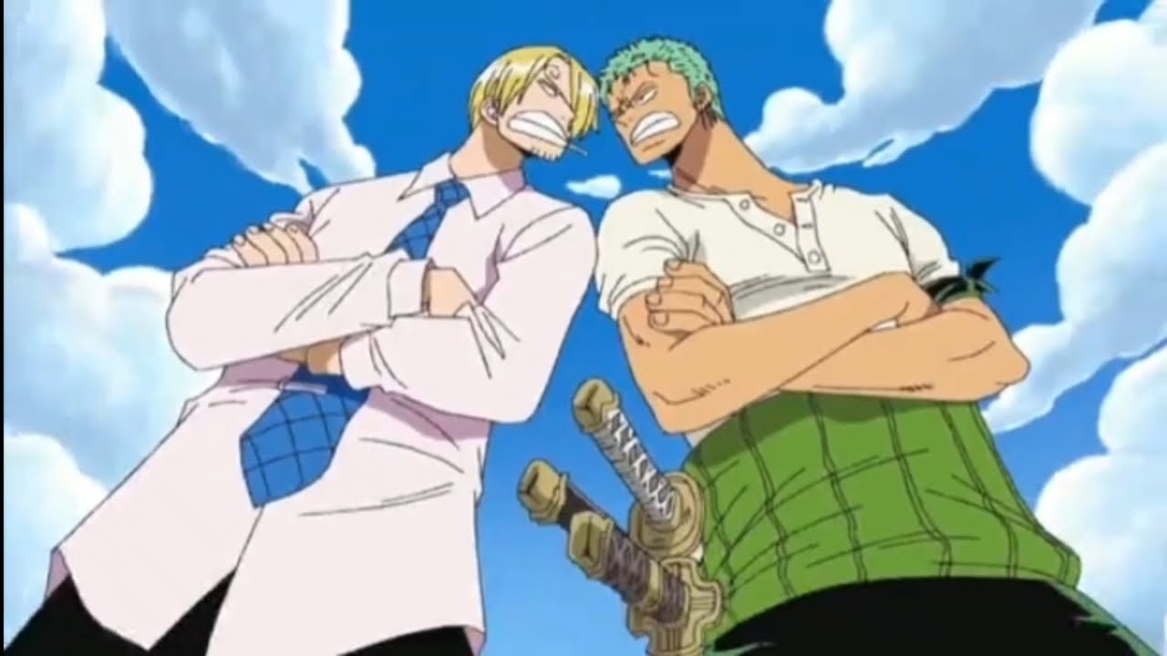ZORO VS SANJI..MOSSHEAD VS LOVE COOK ONE PIECE - YouTube