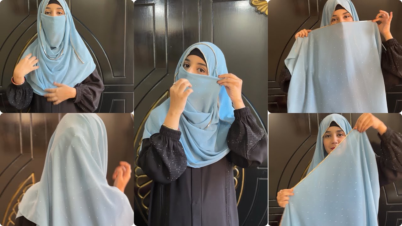 Hijab with niqab || wedding hijab style || aj 2 names liye hein . - YouTube