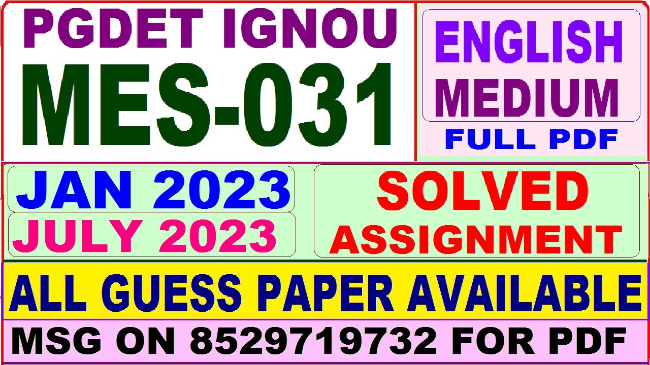 mes 031 solved assignment 2023 / mes 31 solved assignment 2022-23 / ignou pgdet mes 31 2023-24 ...