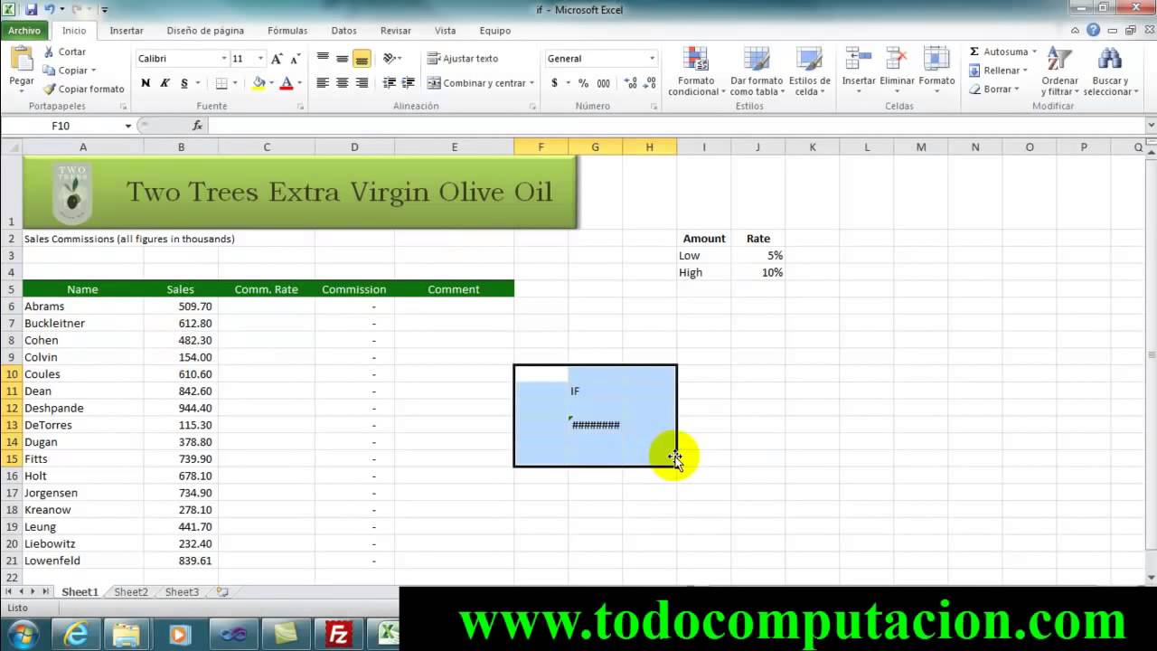 Función IF Excel 2010 - YouTube